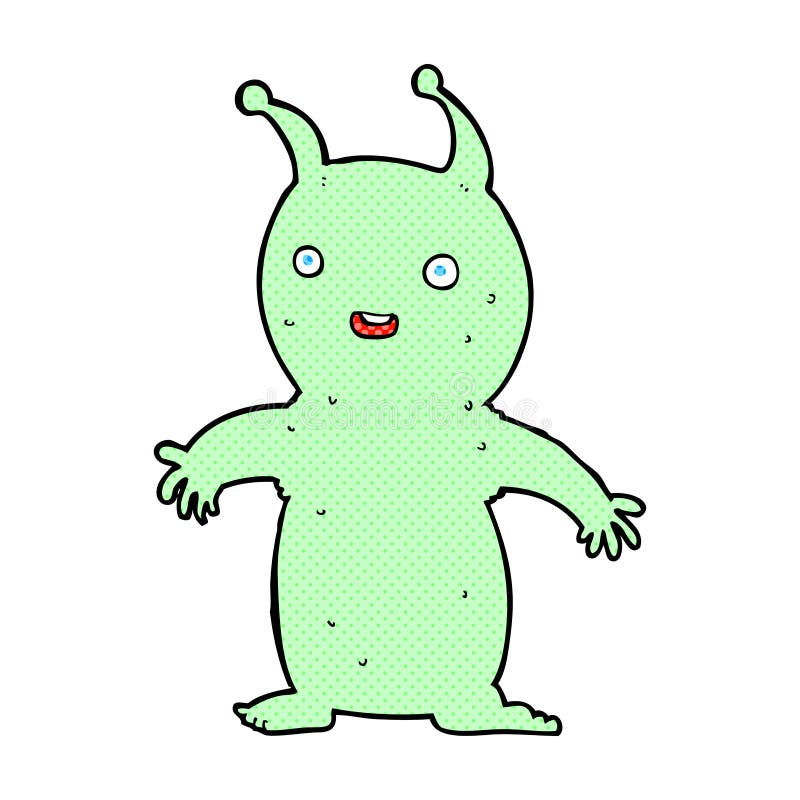 Comic Cartoon Happy Little Alien Stock Illustration - Illustration of ...