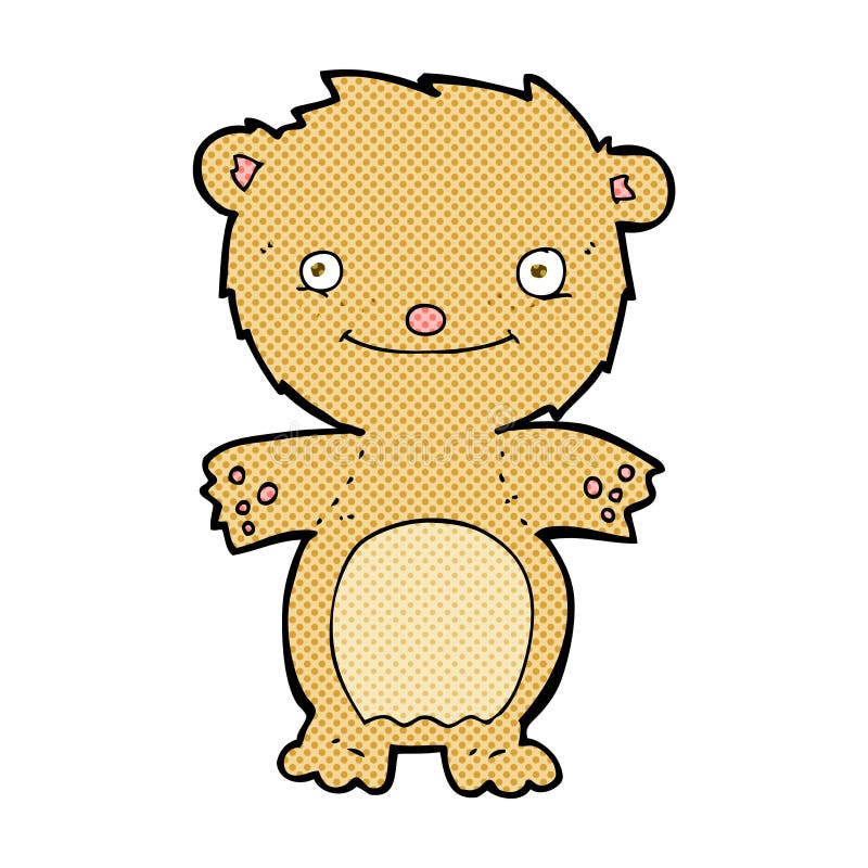 Comic Cartoon Happy Little Teddy Bear Stock Illustration - Illustration ...