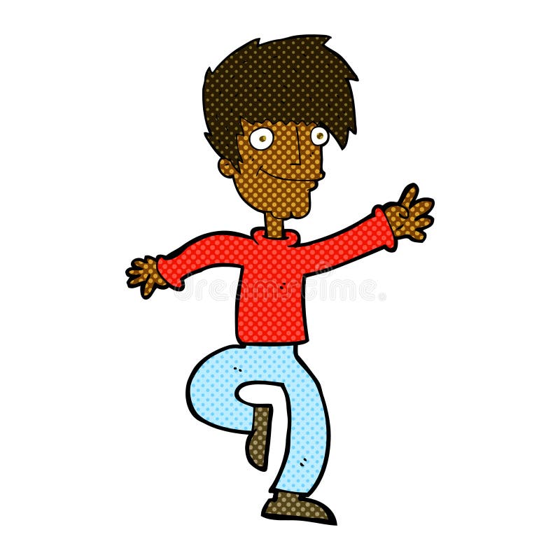 Comic Cartoon Happy Man Dancing Stock Illustration - Illustration of ...