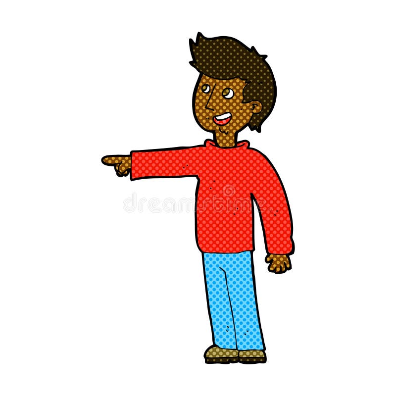 Comic Cartoon Happy Man Pointing and Laughing Stock Illustration ...