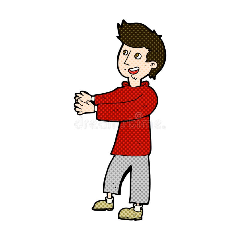 Comic cartoon happy man stock illustration. Illustration of book - 52939963