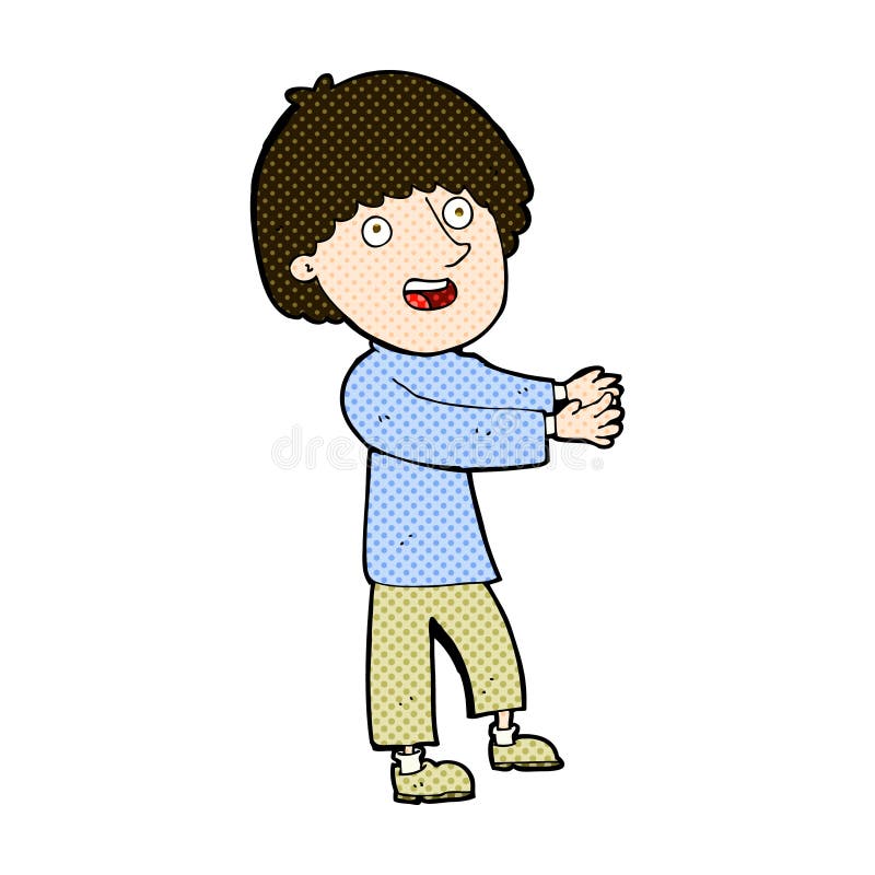 Comic Cartoon Happy Man Showing Stock Illustration - Illustration of ...