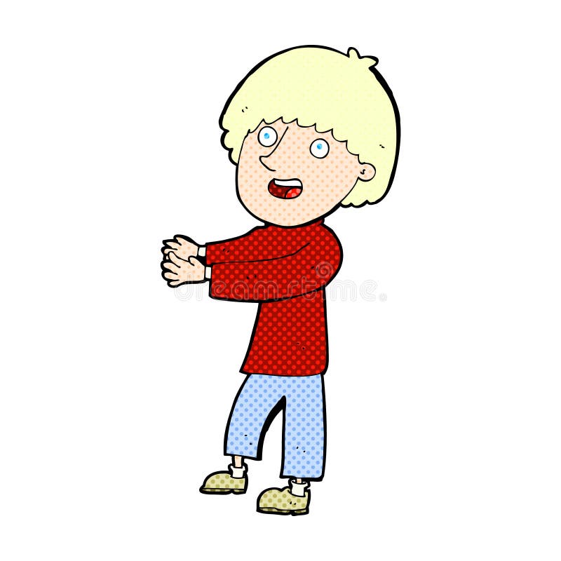 Comic Cartoon Happy Man Showing Stock Illustration - Illustration of ...