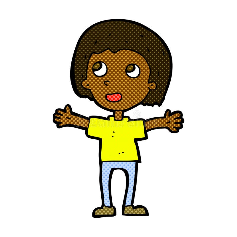 Comic cartoon happy person stock illustration. Illustration of people ...