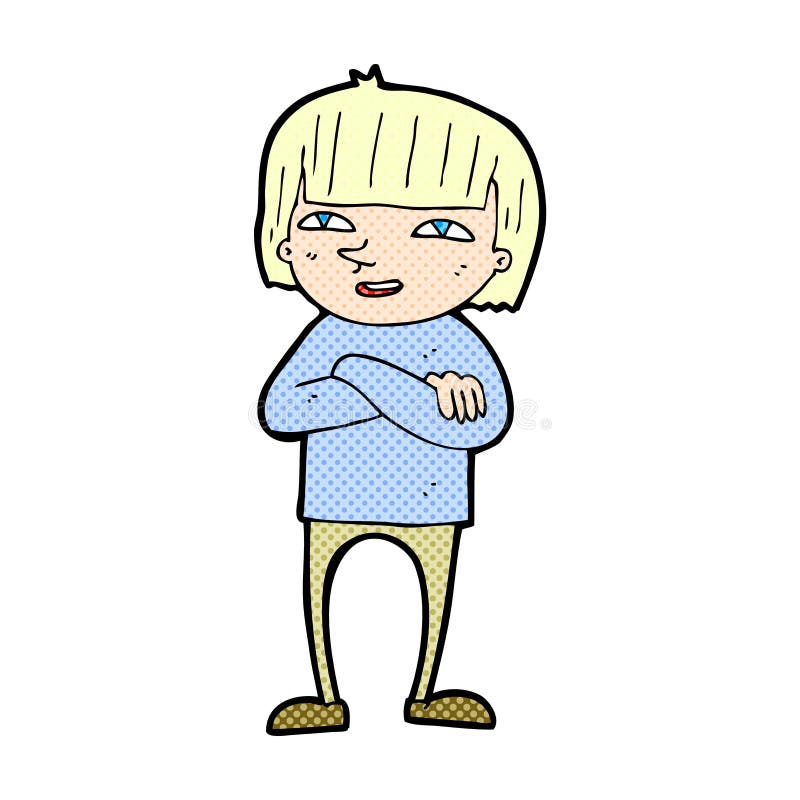 Comic cartoon happy person stock illustration. Illustration of smug ...