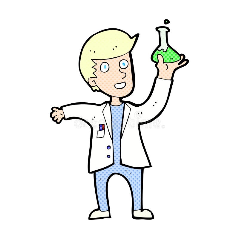 Comic Cartoon Happy Scientist Stock Illustration - Illustration of ...