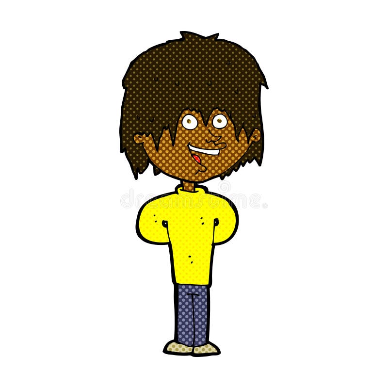 Comic Cartoon Happy Scruffy Boy Stock Illustration - Illustration of ...