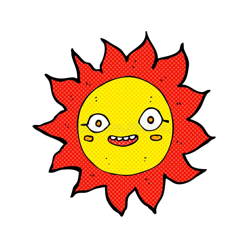 Comic cartoon happy sun stock illustration. Illustration of cheerful ...