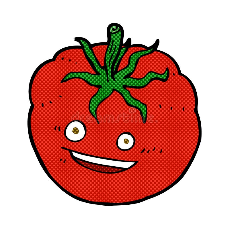 Comic cartoon happy tomato stock illustration. Illustration of drawing ...