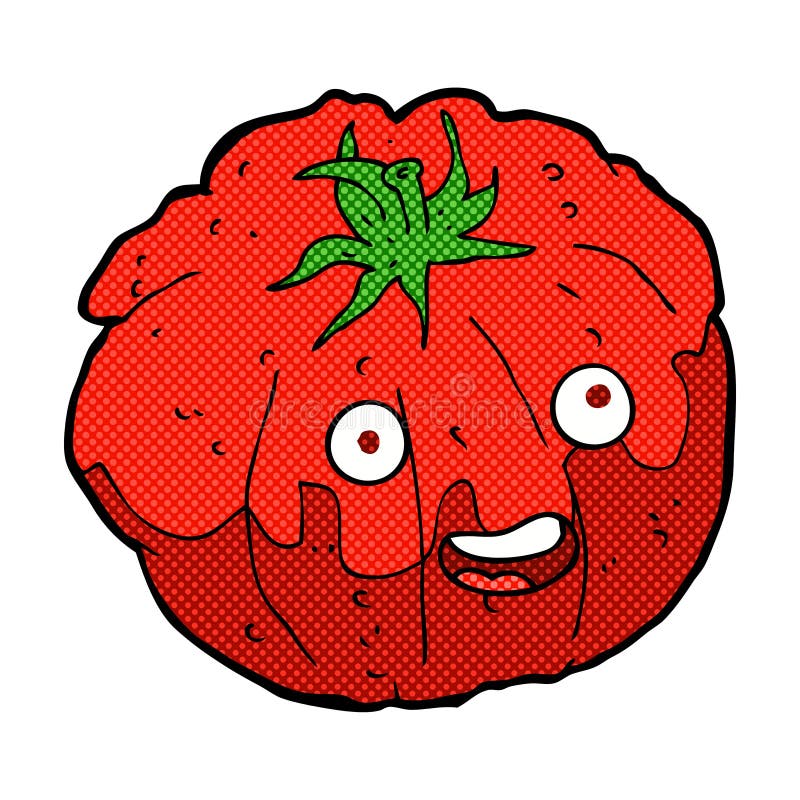 Comic cartoon happy tomato stock illustration. Illustration of cheerful ...