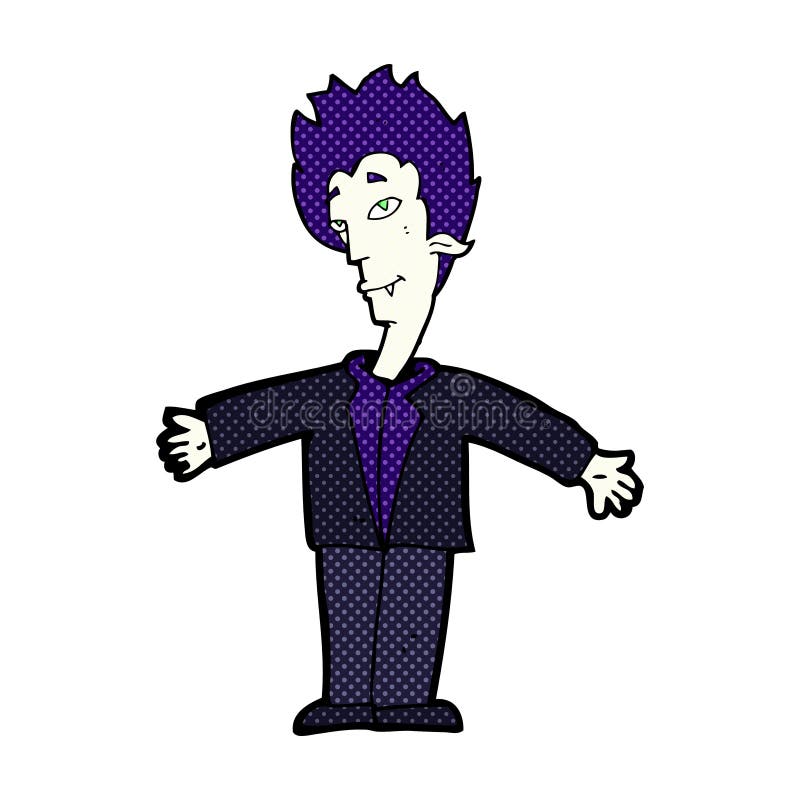 Comic Cartoon Happy Vampire Stock Illustration - Illustration of hand ...