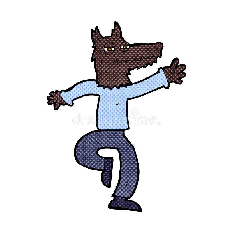 Comic Cartoon Happy Wolf Man Stock Illustration - Illustration of style ...