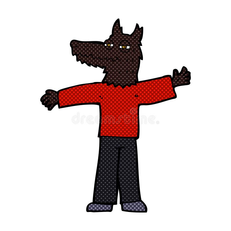 Comic Cartoon Happy Wolf Man Stock Illustration - Illustration of ...