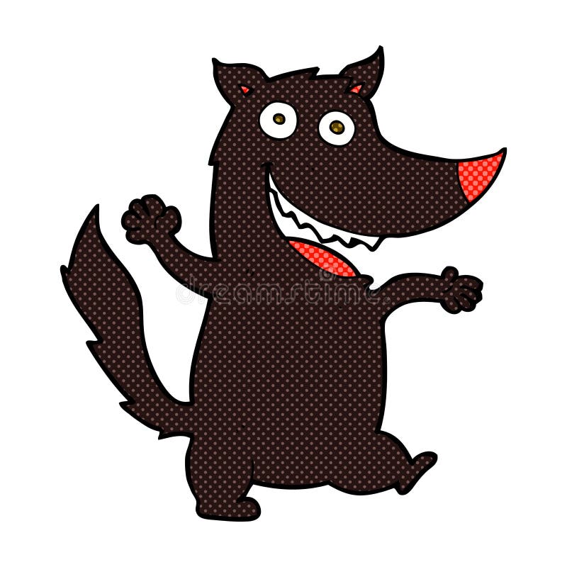 Comic cartoon happy wolf stock illustration. Illustration of style ...