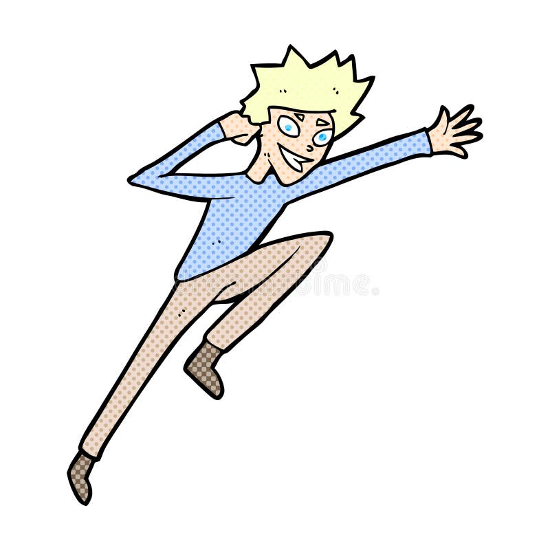 Comic cartoon jumping man stock illustration. Illustration of cute ...