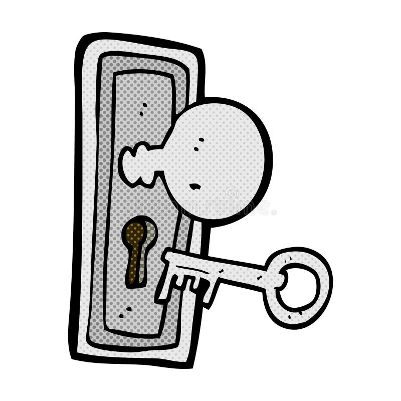 Comic Cartoon Key and Keyhole Stock Illustration - Illustration of ...