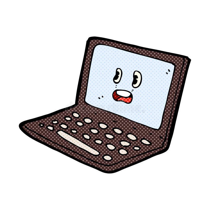 Comic Cartoon Laptop Computer Stock Illustration - Illustration of ...