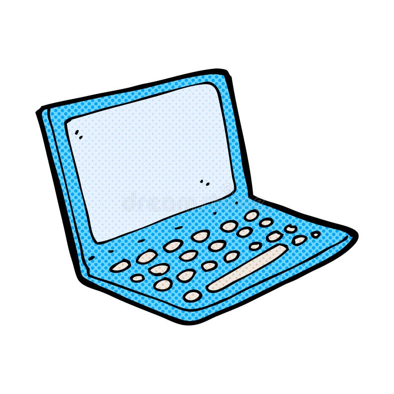 Comic Cartoon Laptop Computer Stock Illustration - Illustration of ...