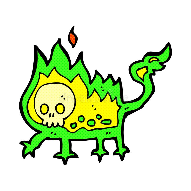 Comic Cartoon Little Fire Demon Stock Illustration - Illustration of ...