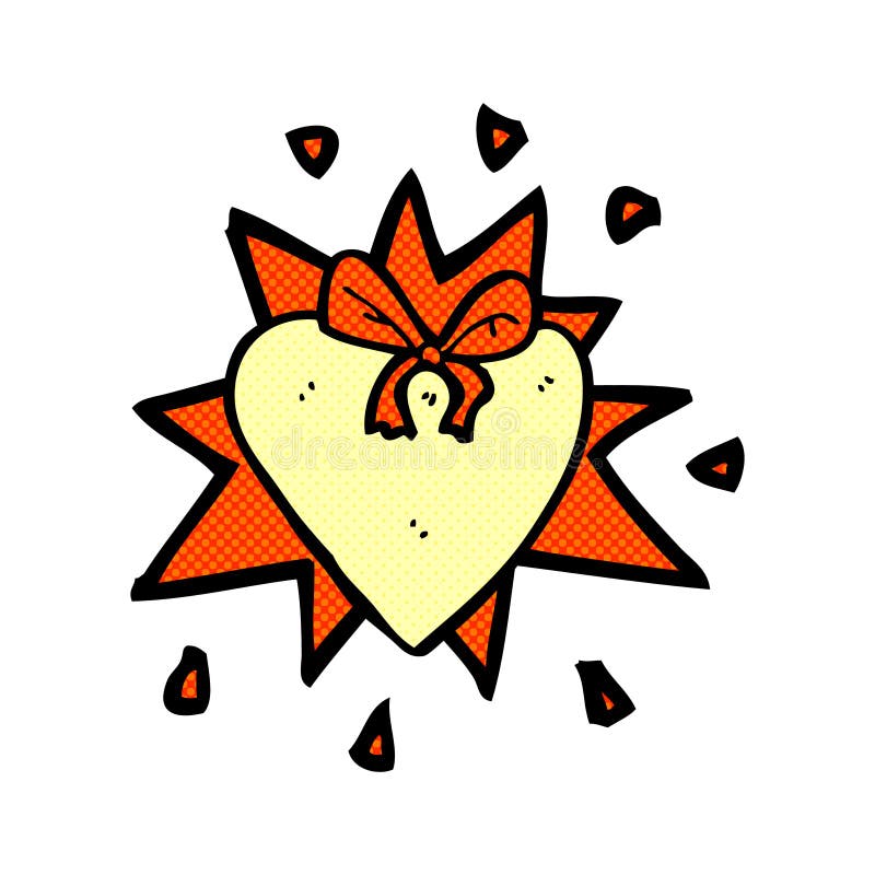 Comic cartoon love heart stock illustration. Illustration of print ...