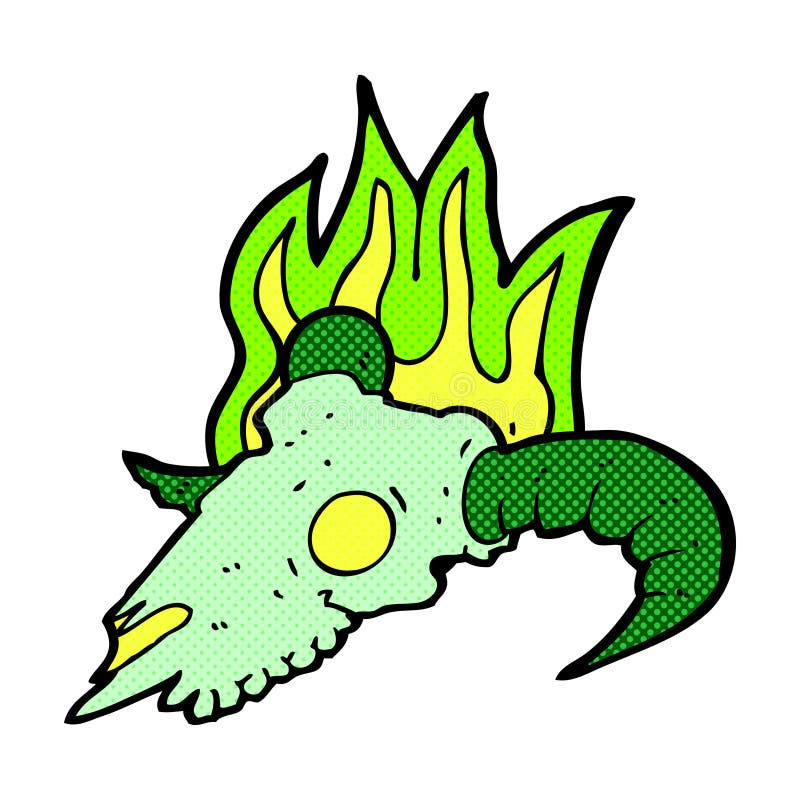 Comic Cartoon Magic Ram Skull Stock Illustration - Illustration of ...