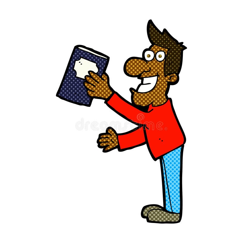 Comic Cartoon Man with Book Stock Illustration - Illustration of male ...