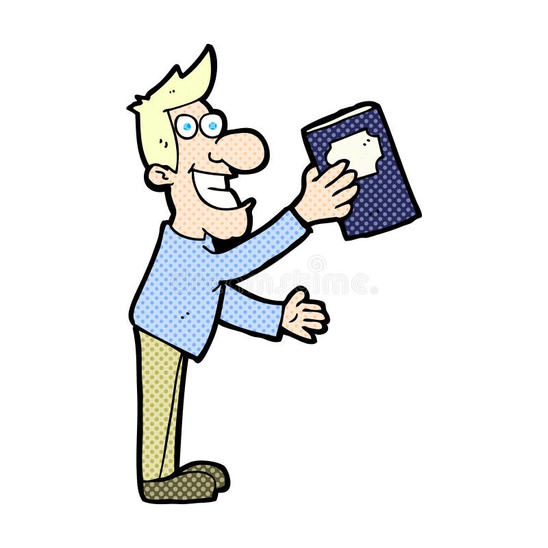 Comic Cartoon Man with Book Stock Illustration - Illustration of book ...