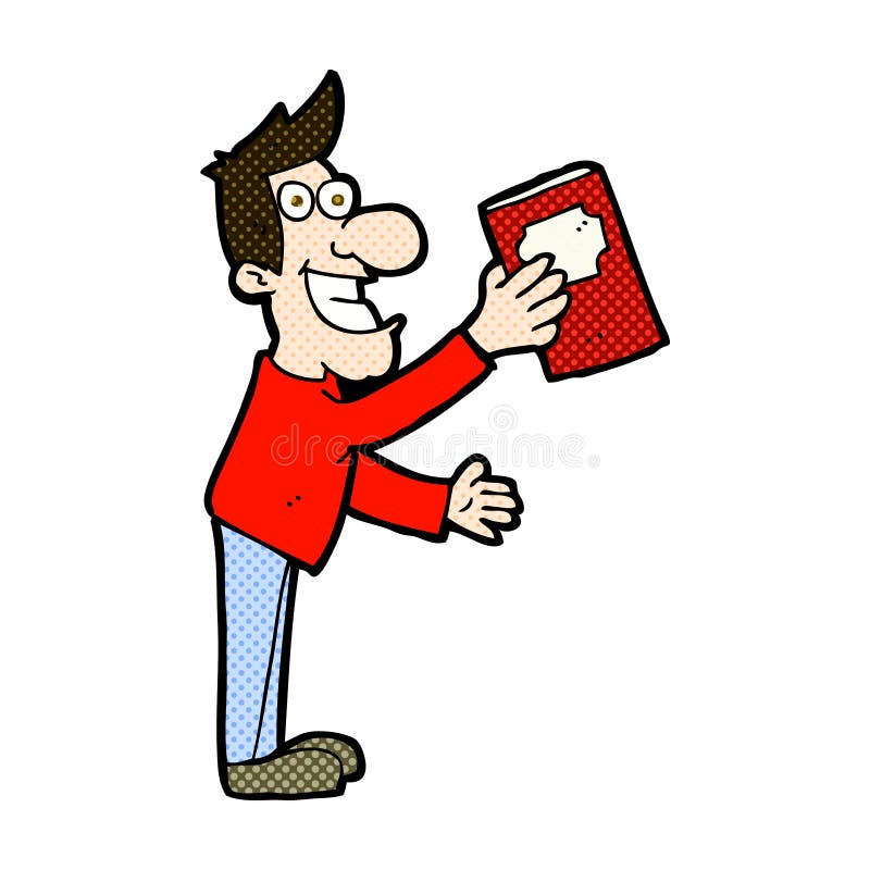 Comic Cartoon Man with Book Stock Illustration - Illustration of doodle ...