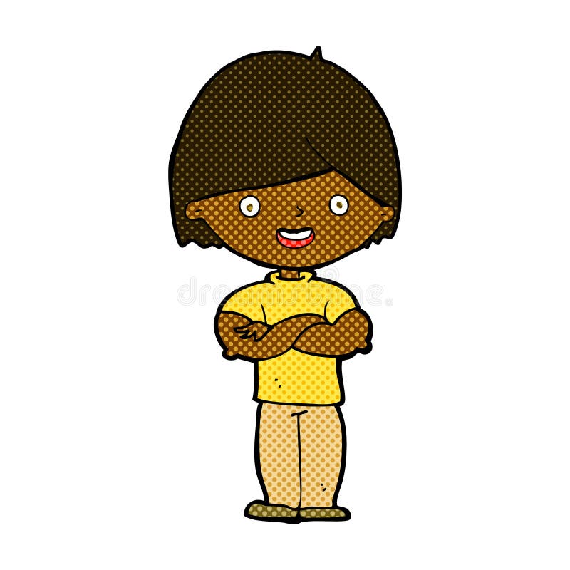 Comic Cartoon Man with Crossed Arms Stock Illustration - Illustration ...