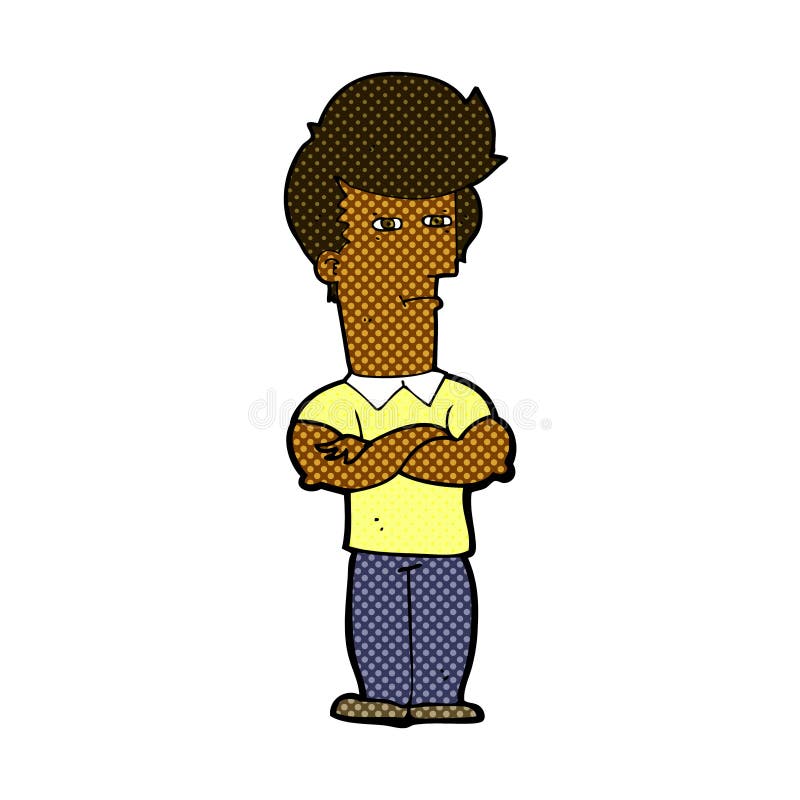Comic Cartoon Man with Folded Arms Stock Illustration - Illustration of ...