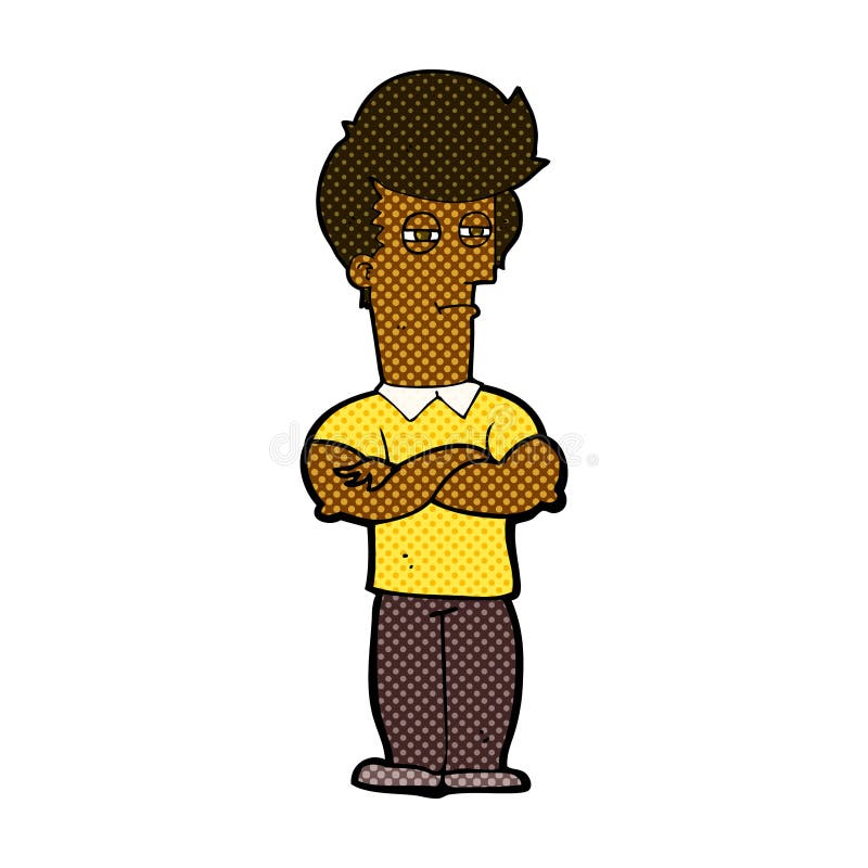 Comic Cartoon Man with Folded Arms Stock Illustration - Illustration of ...