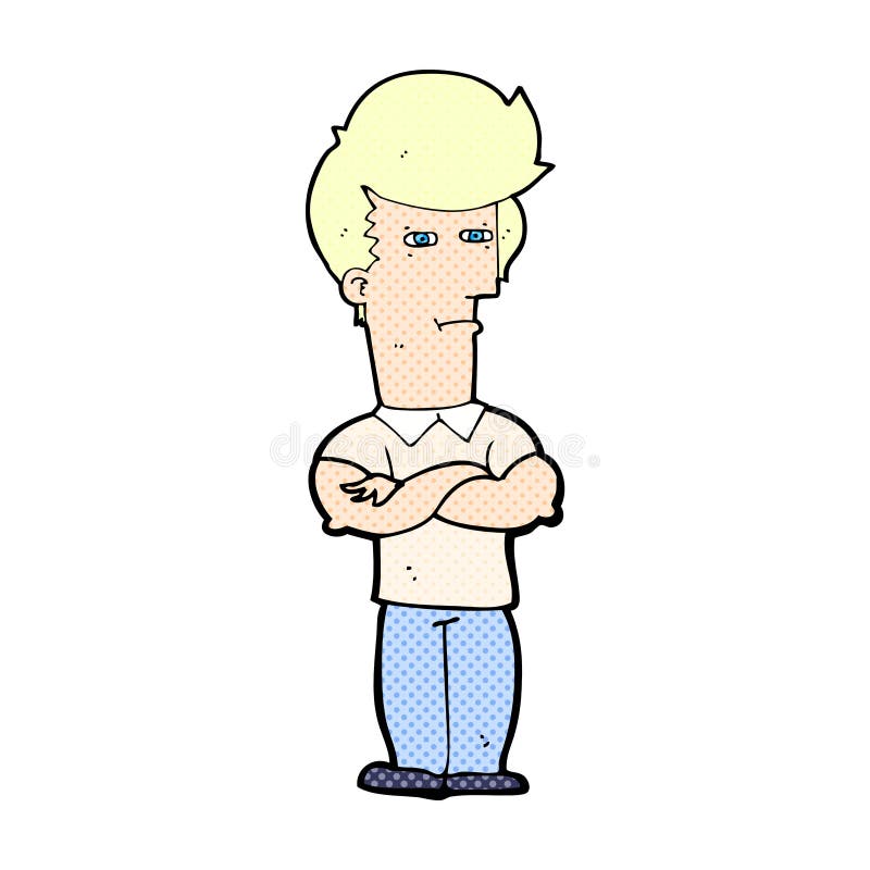 Comic Cartoon Man with Folded Arms Stock Illustration - Illustration of ...
