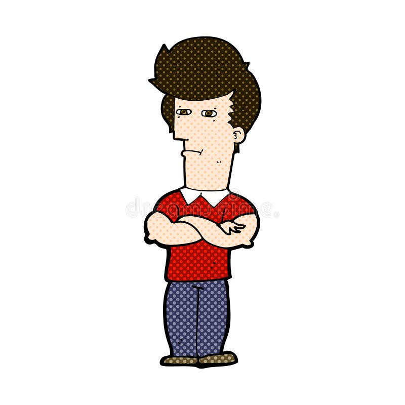 Comic Cartoon Man with Folded Arms Stock Illustration - Illustration of ...