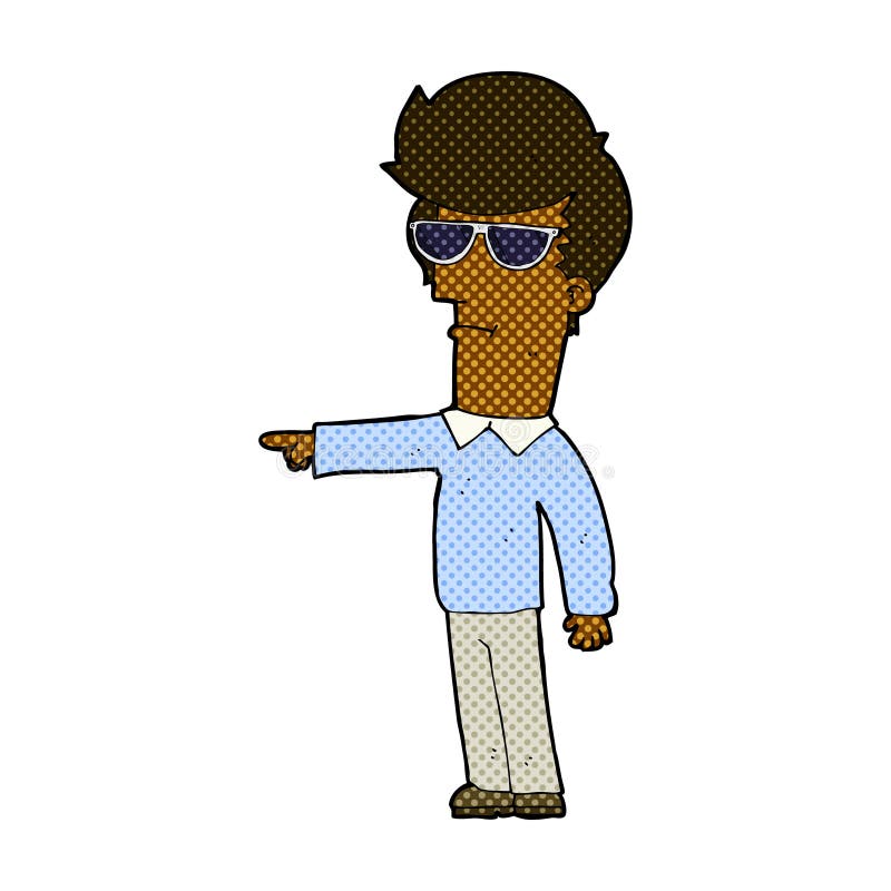 Comic Cartoon Man in Glasses Pointing Stock Illustration - Illustration ...