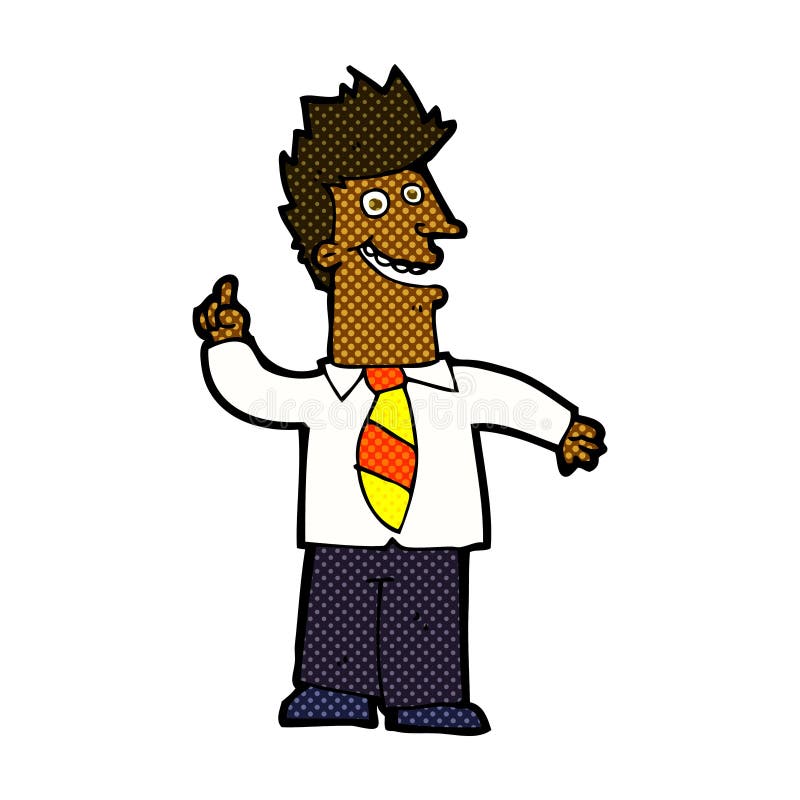 Comic Cartoon Man with Good Idea Stock Illustration - Illustration of ...