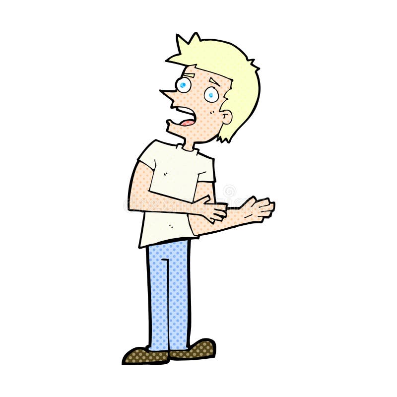 Comic Cartoon Man Making Excuses Stock Illustration - Illustration of ...