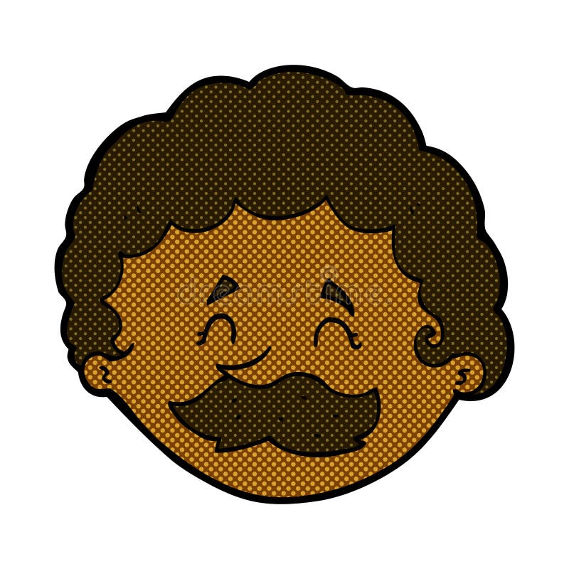 Comic Cartoon Man with Mustache Stock Illustration - Illustration of ...
