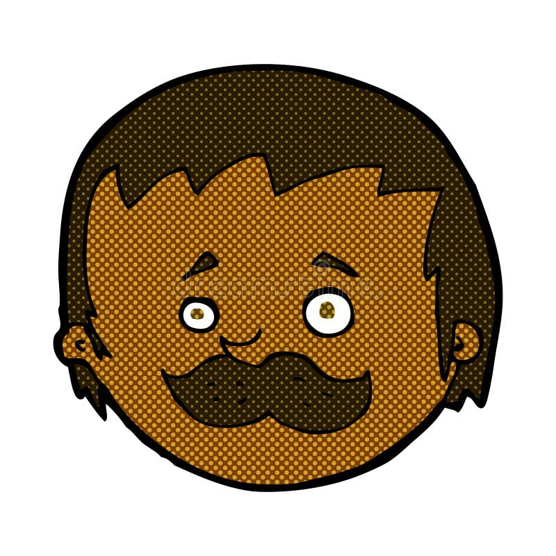 Comic Cartoon Man with Mustache Stock Illustration - Illustration of ...