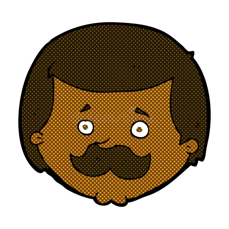 Comic Cartoon Man with Mustache Stock Illustration - Illustration of ...