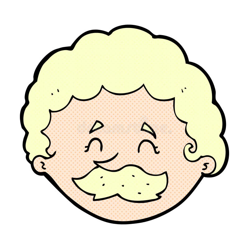 Comic Cartoon Man with Mustache Stock Illustration - Illustration of ...