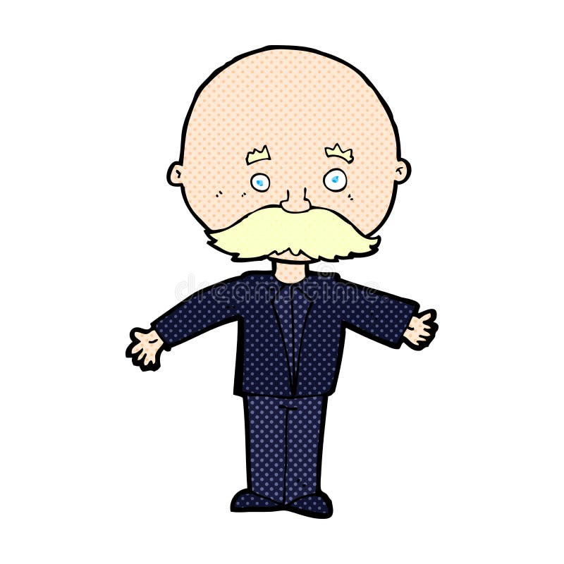 Comic Cartoon Man with Mustache Stock Illustration - Illustration of ...