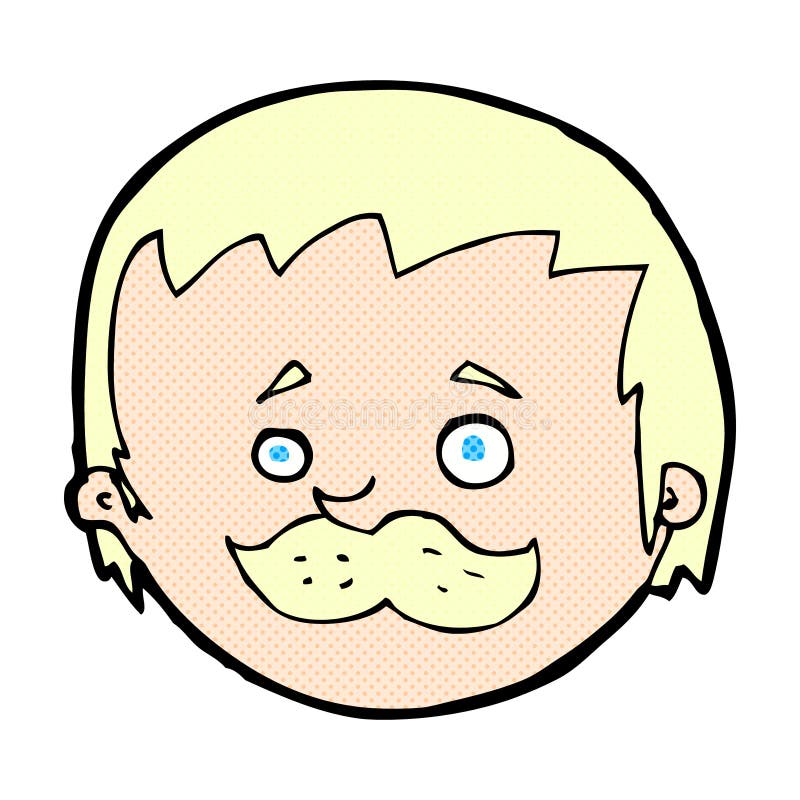 Comic Cartoon Man with Mustache Stock Illustration - Illustration of ...