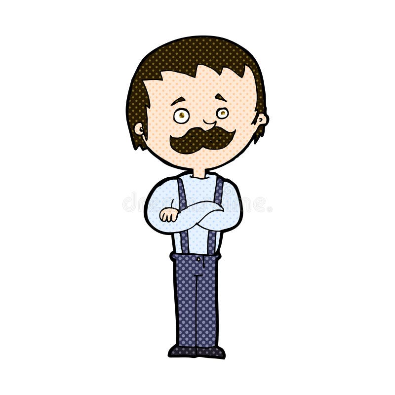 Comic Cartoon Man with Mustache Stock Illustration - Illustration of ...