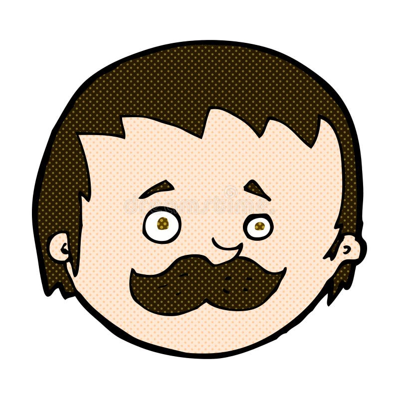 Comic Cartoon Man with Mustache Stock Illustration - Illustration of ...