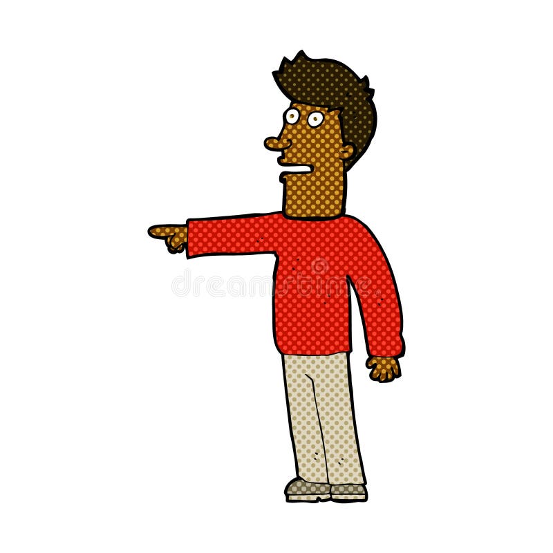 Comic cartoon man pointing stock illustration. Illustration of happy ...