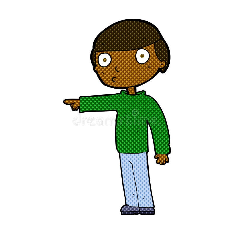 Comic cartoon man pointing stock illustration. Illustration of pointing ...