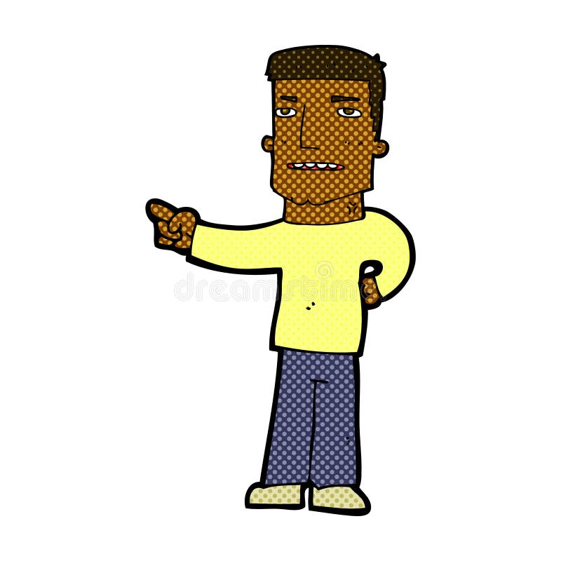 Comic cartoon man pointing stock illustration. Illustration of cute ...