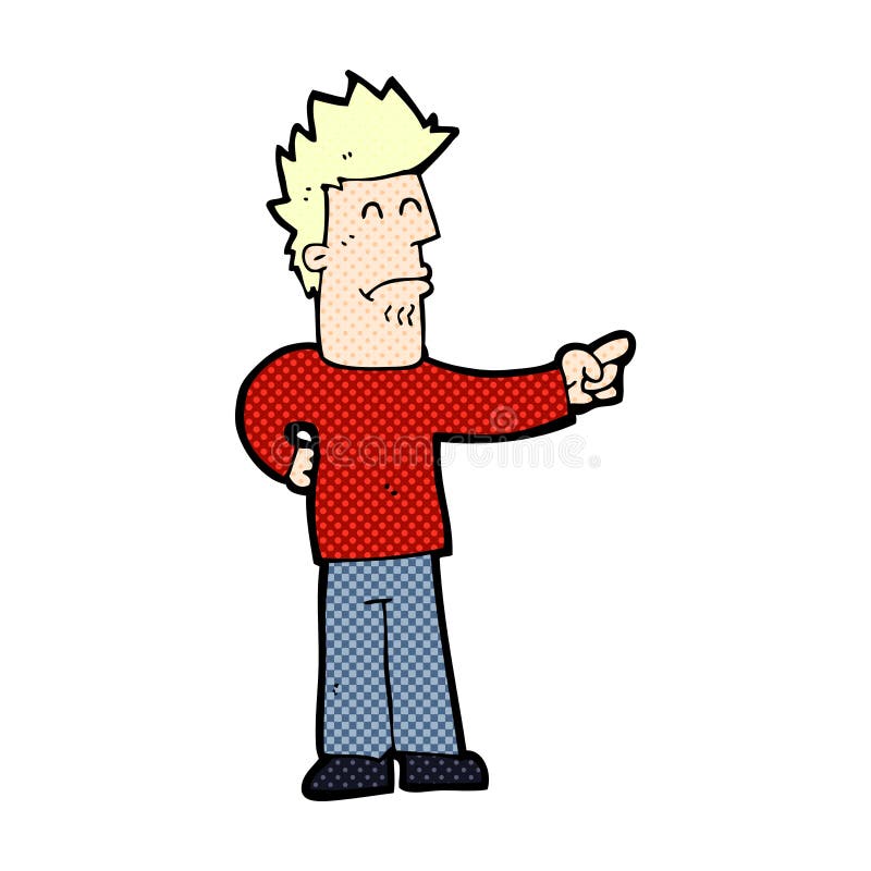 Comic cartoon man pointing stock illustration. Illustration of cheerful ...