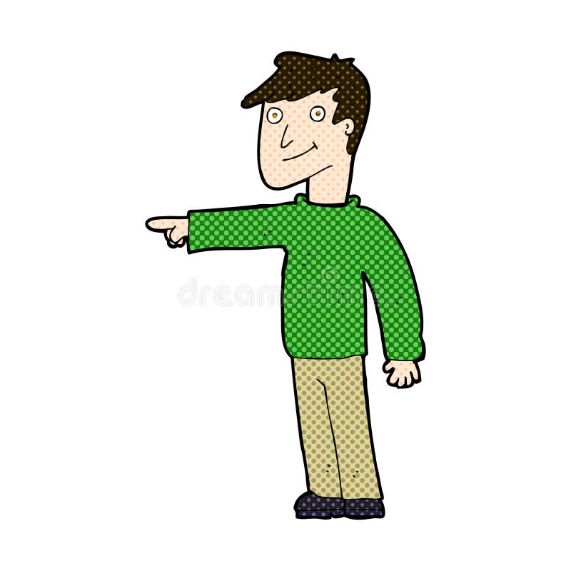 Comic cartoon man pointing stock illustration. Illustration of ...