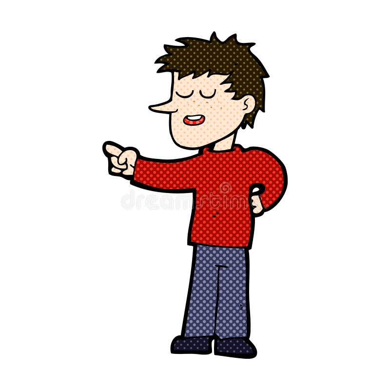 Comic cartoon man pointing stock illustration. Illustration of silly ...